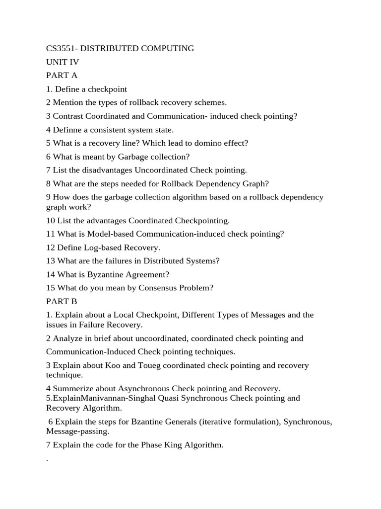 Distributed Computing: Checkpointing & Recovery | PDF