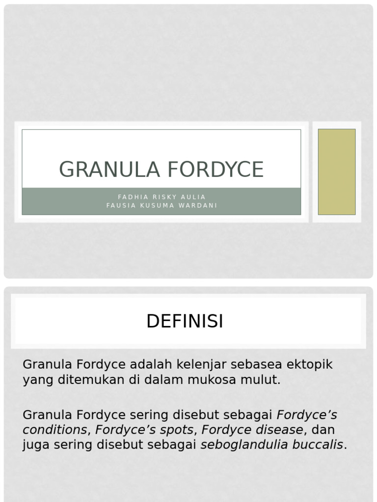 Granula Fordyce: Definisi dan Gejala | PDF