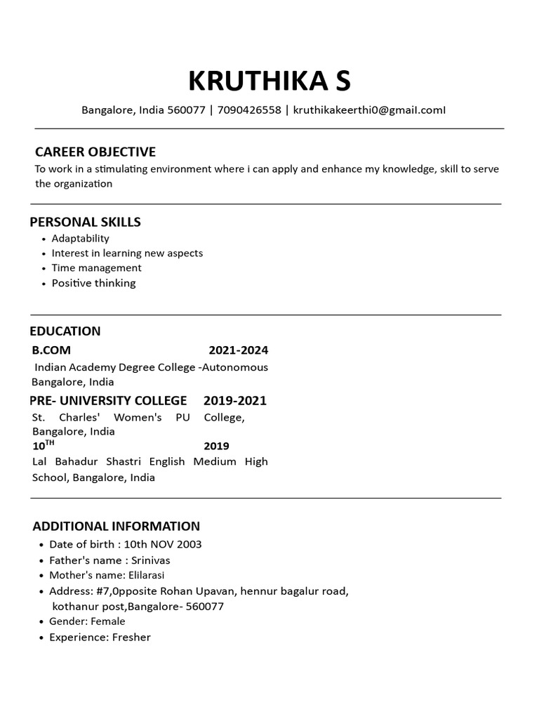 Kruthika Resume | PDF
