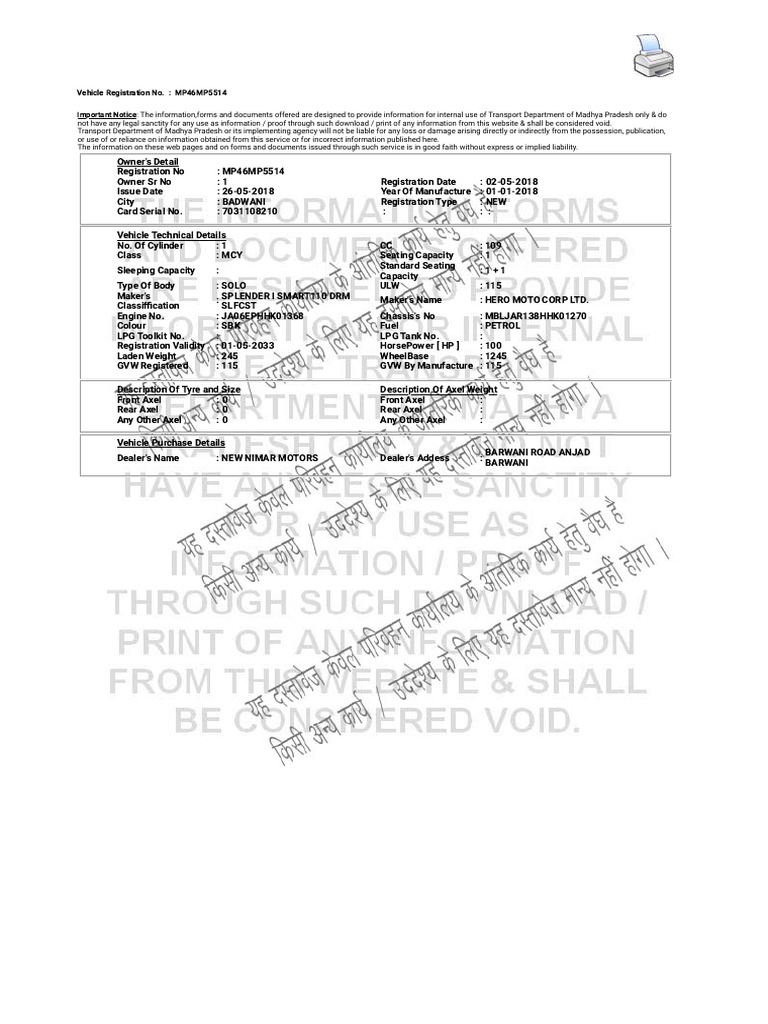 MP Transport | PDF | Vehicles | Motor Vehicle