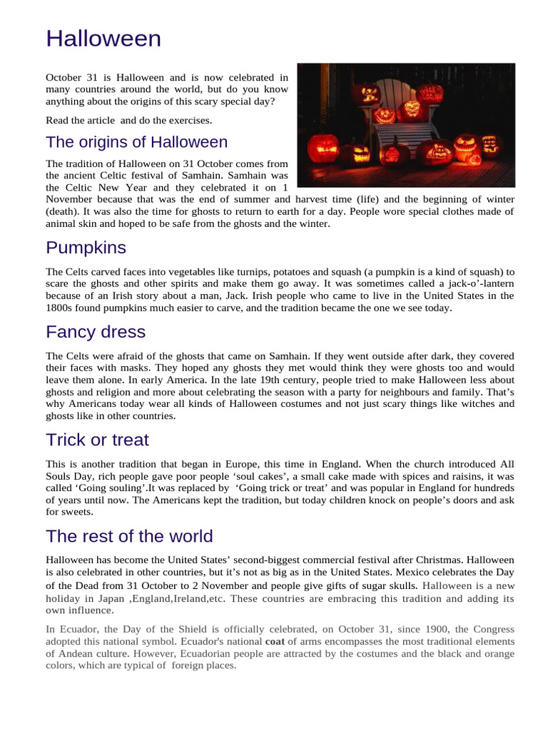 Halloween Reading and Exerc. | PDF | Halloween