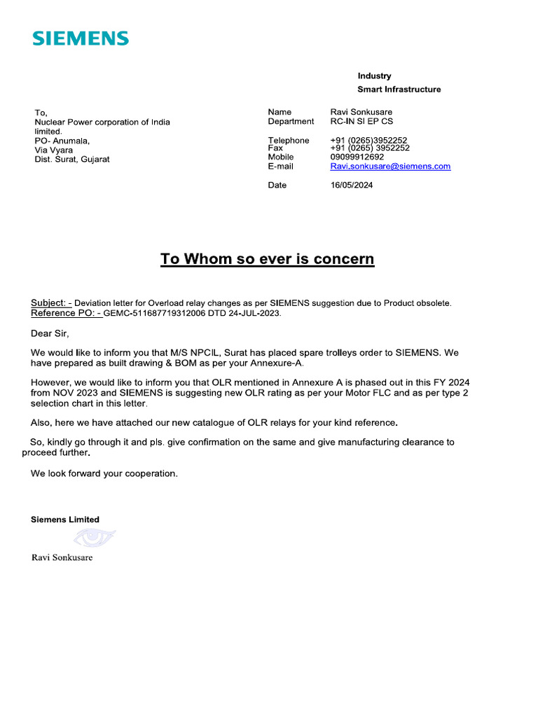 1_Deviation letter_NPCIL | PDF