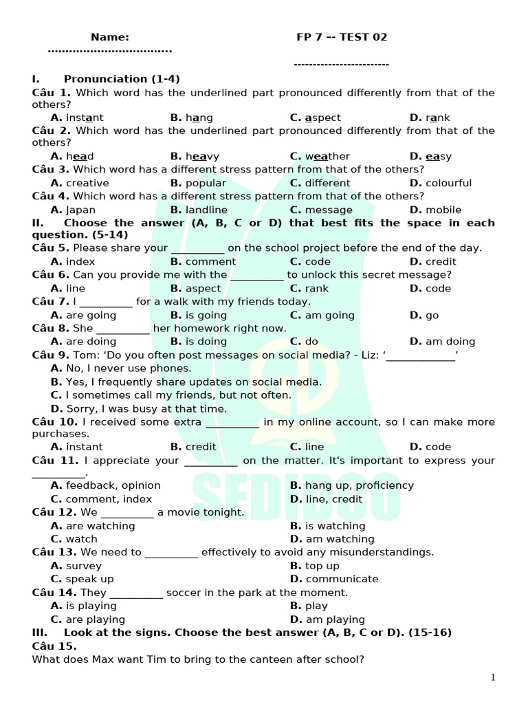 English Language Test Prep | PDF | Communication | Information