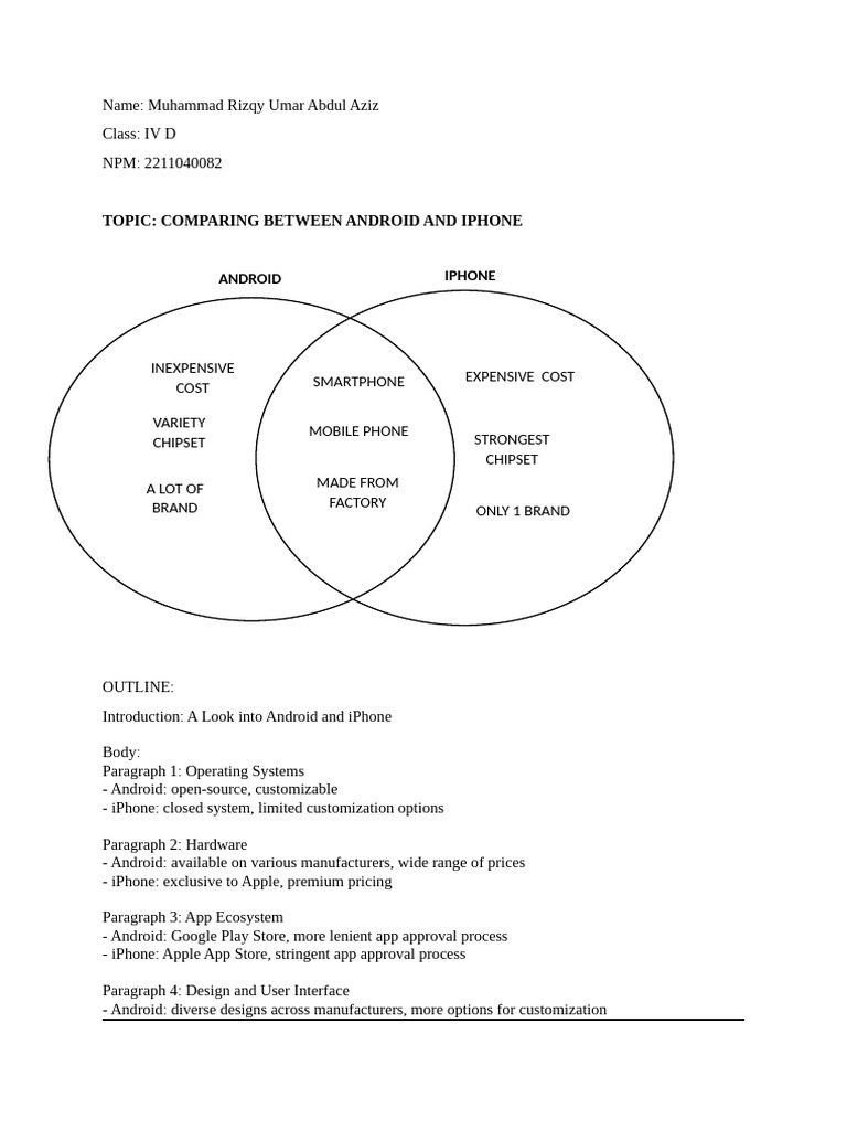 Comparison Essay - M. Rizqy Umar - 2211040082 | PDF | I Phone | Android (Operating System)