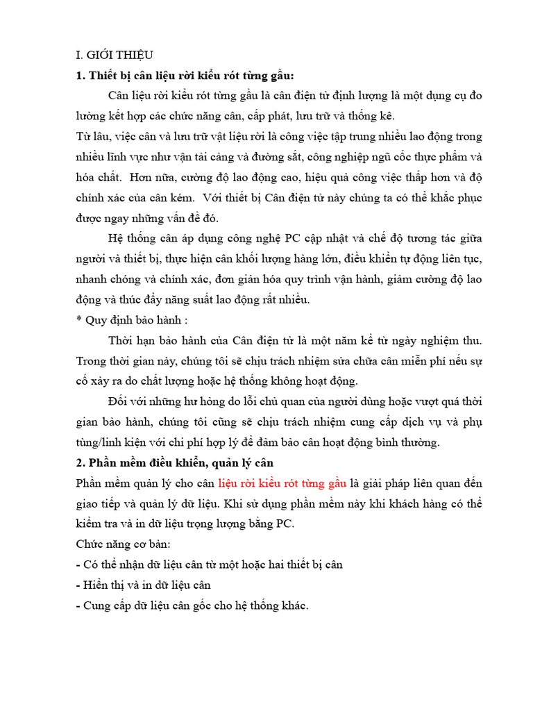 Gioi Thieu, Thong So Can | PDF