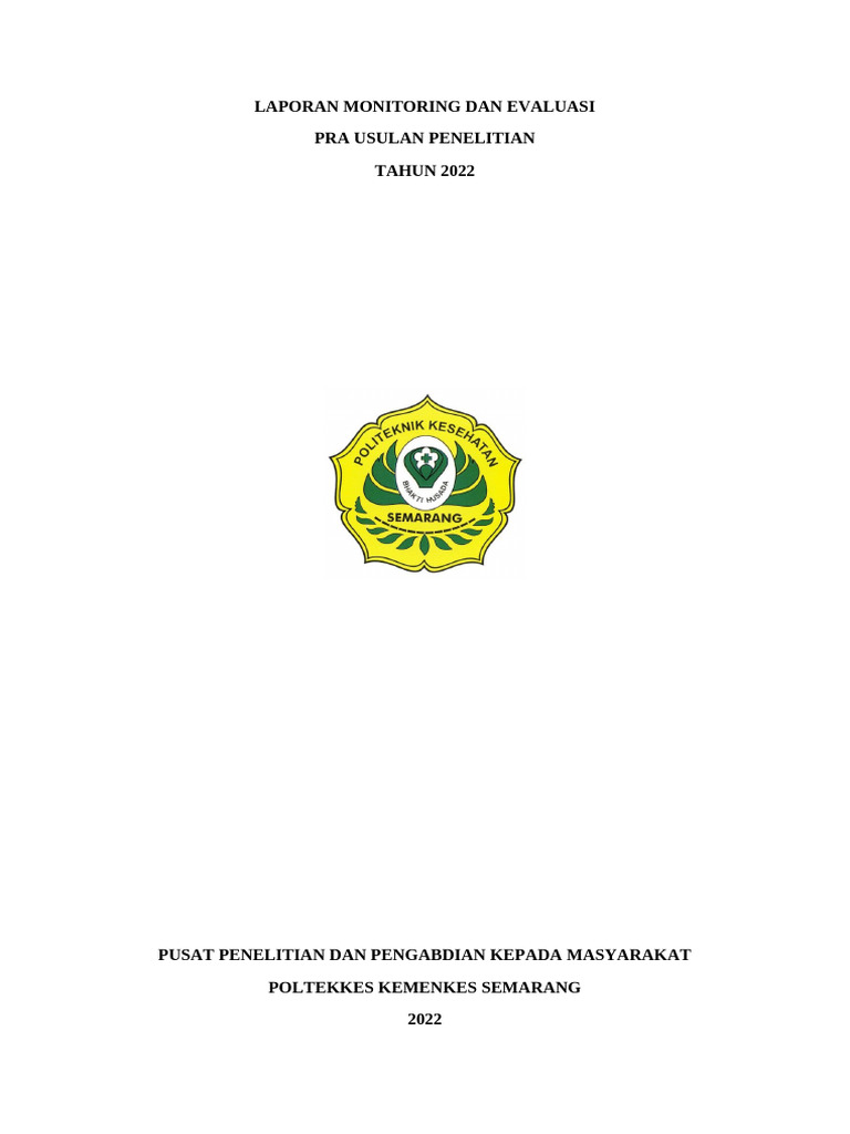 Laporan Monev Penelitian 2022 - Monev Pra Usulan | PDF