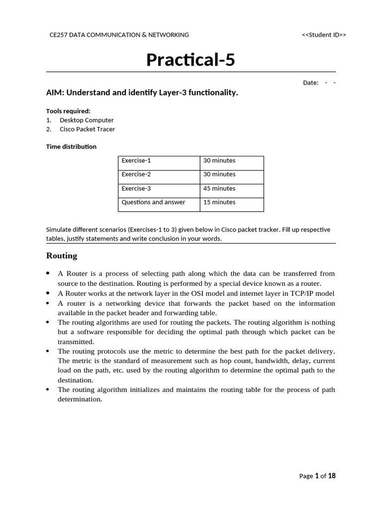 2021-22-3Sem-CE257-DCN Practical - 5 - Journal | PDF | Routing ...
