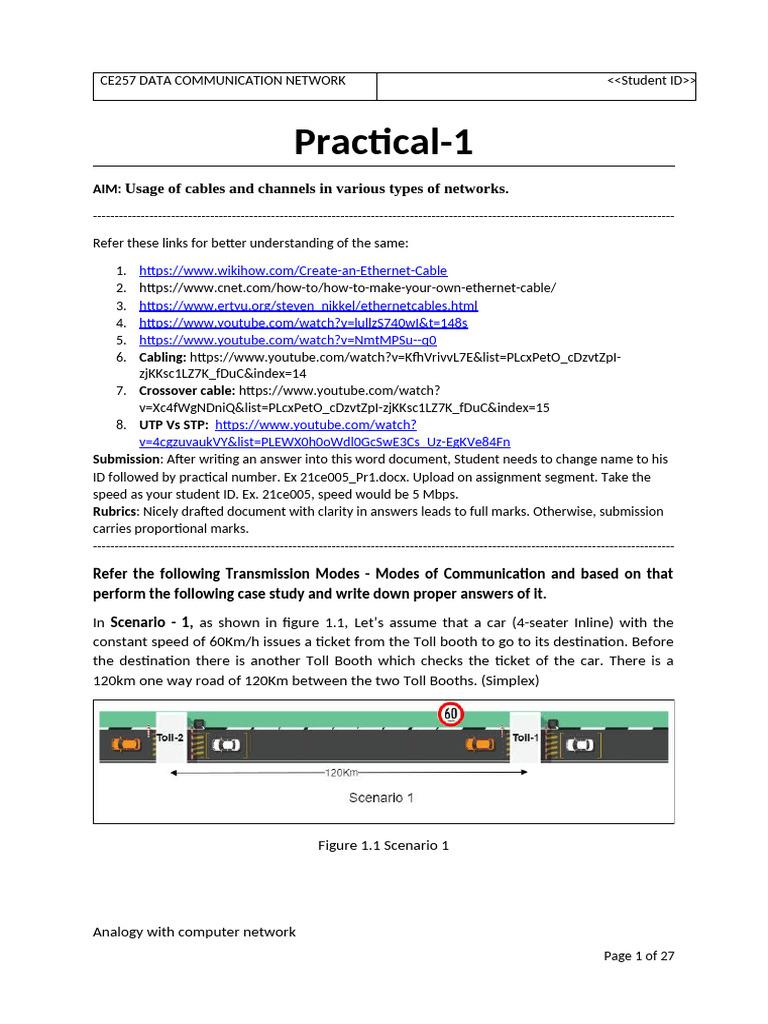 2022-23-3Sem-CE257-DCN Practical-1-Journal | PDF | Computer Network | Network Protocols