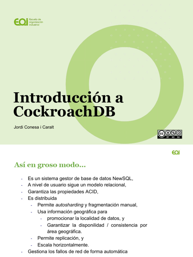 1 - Introducción a CockroachDB | PDF | Bases de datos | Computación en la nube