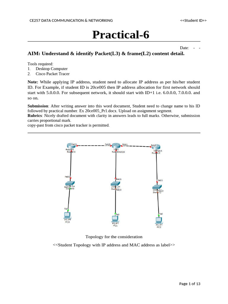 2021-22-3Sem-CE257-DCN Practical - 6 - Journal | PDF | Computer Network | Routing