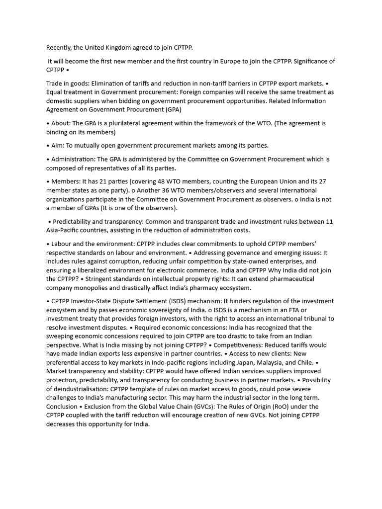 CPTPP | PDF | World Trade Organization | Non Tariff Barriers To Trade