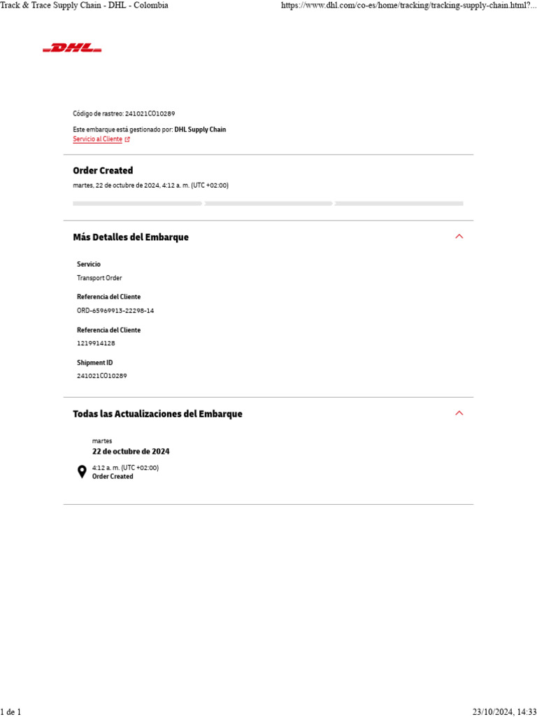 Seguimiento de Envíos DHL Colombia | PDF