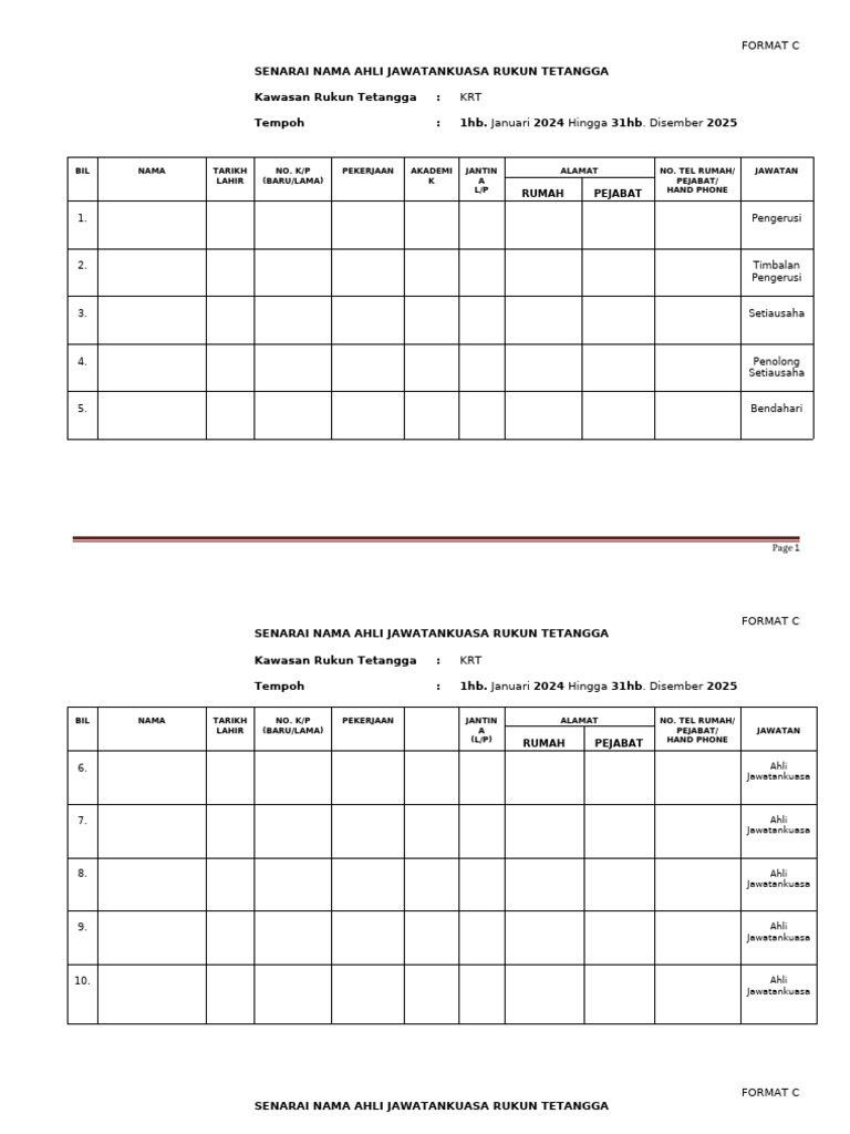 Borang ISO Format C 2024-2025 | PDF