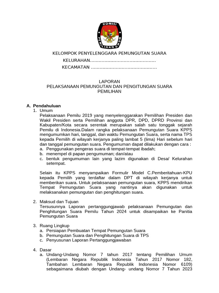 5 - FORMAT LAPORAN KPPS KEGIATAN - (Kertas A4) | PDF