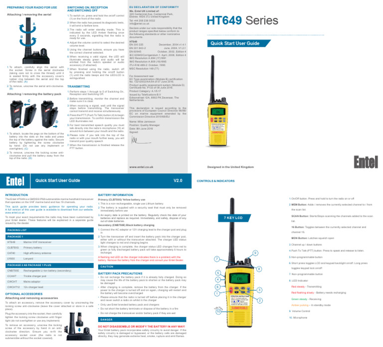 Quick Start Guide HT649 Series | PDF | Battery Charger | Radio