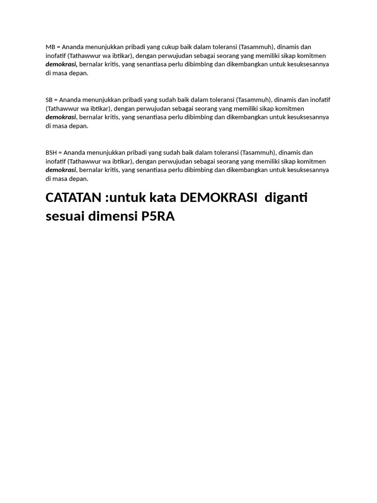 Catatan Rapot P5ra | PDF