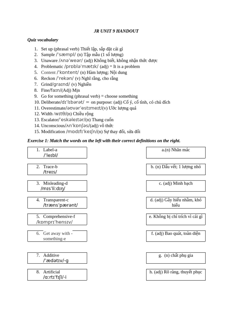 JR Unit 9 Handout | PDF