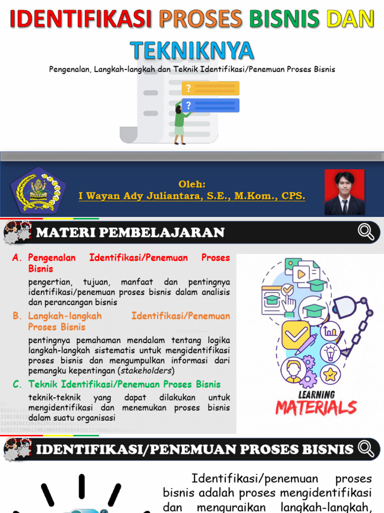 Materi 3 Identifikasi Penemuan Proses Bisnis Dan Tekniknya | PDF