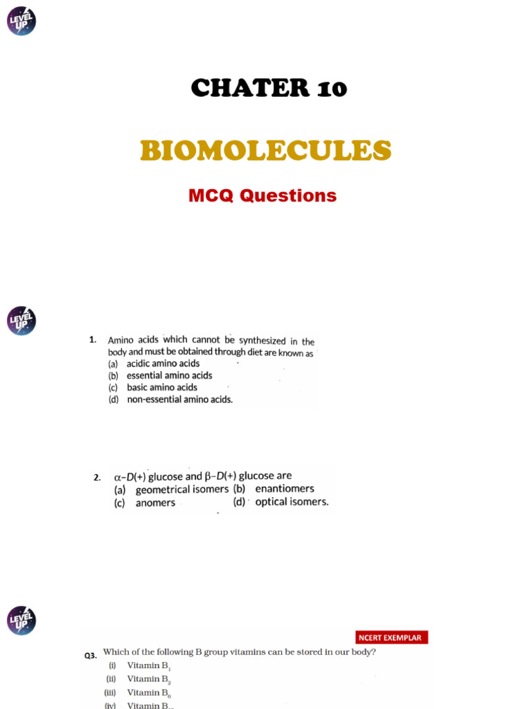 Biolmolecules MCQ | PDF