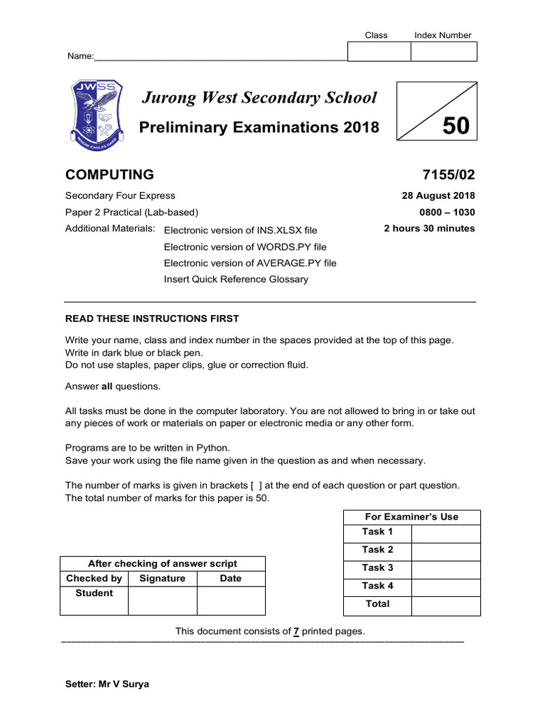 JWSS 2018 P2 | PDF | Computer Program | Programming