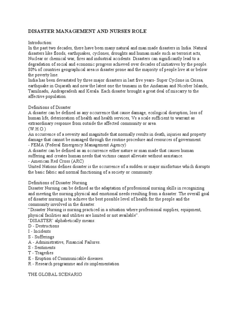 Disaster Management And Nurses Role Pdf Emergency Management