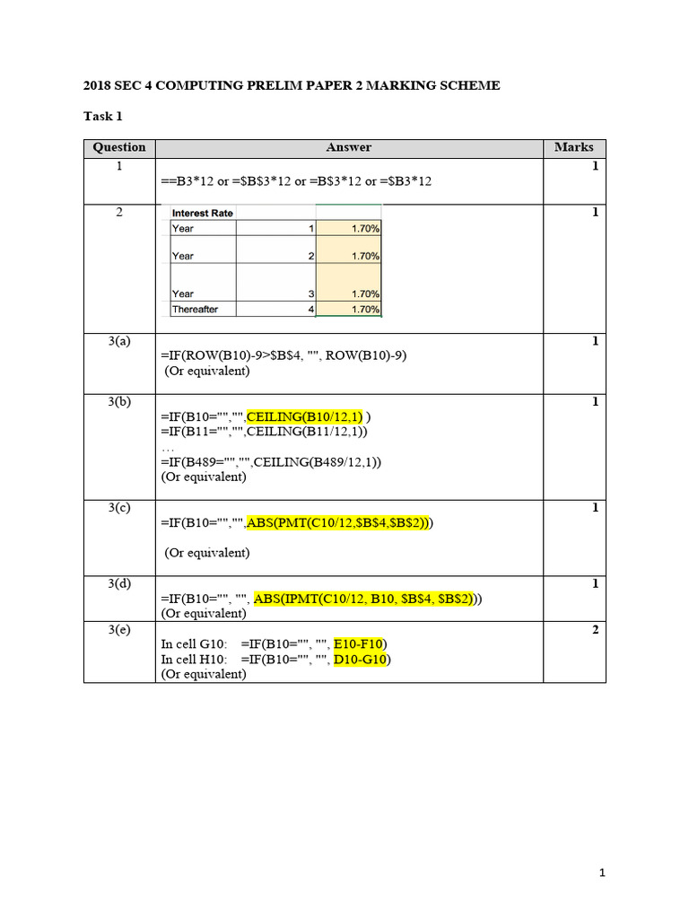 2018 SEC 4 Computing Marking Scheme | PDF | Taxes | Computer Programming