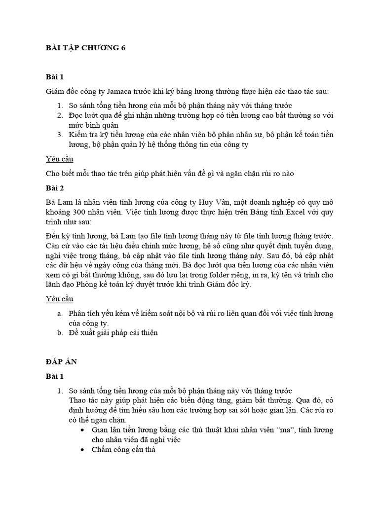 Bai Tap Chuong 6 | PDF
