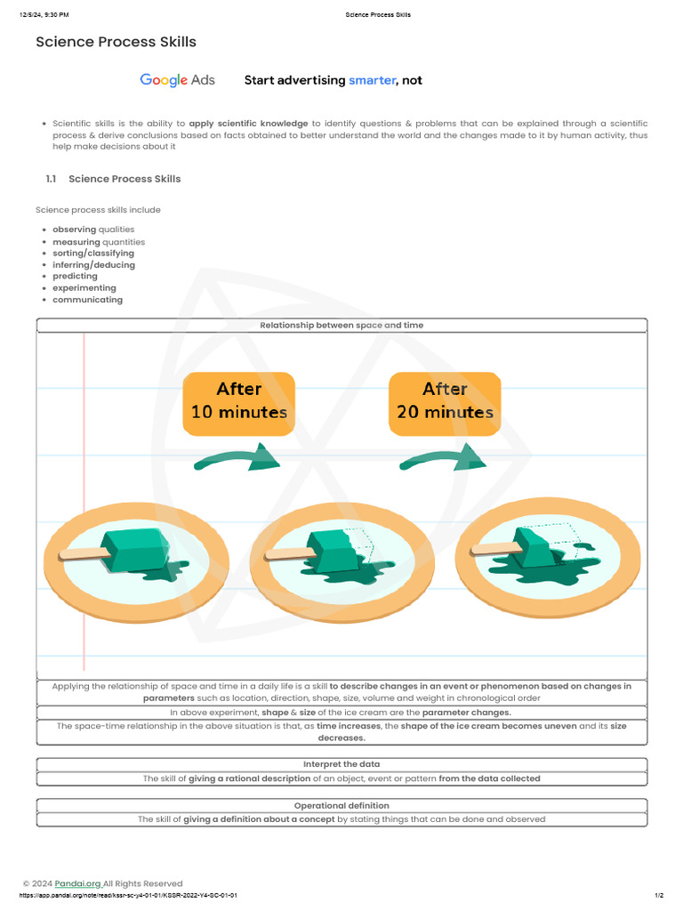 Science Process Skills | PDF | Scientific Method | Experiment