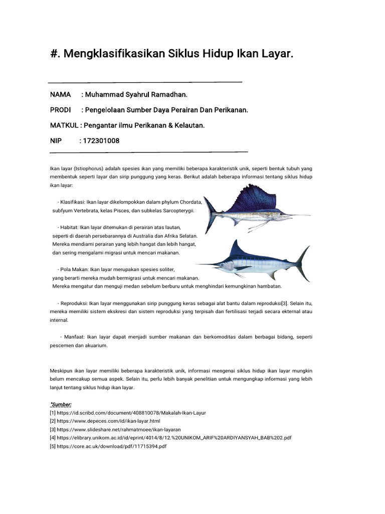 Tugas - PSD Klasifikasi Ikan Layar | PDF