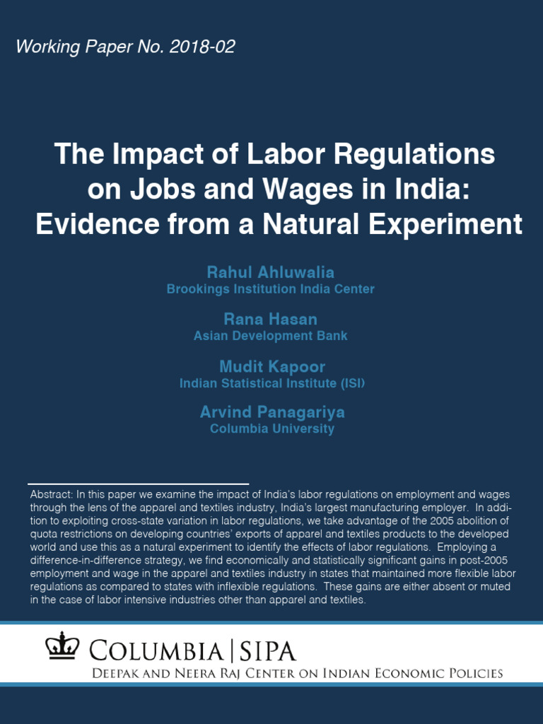 2018-02-Impact of Labor Regulations on Job and Wages in India 0 | PDF ...
