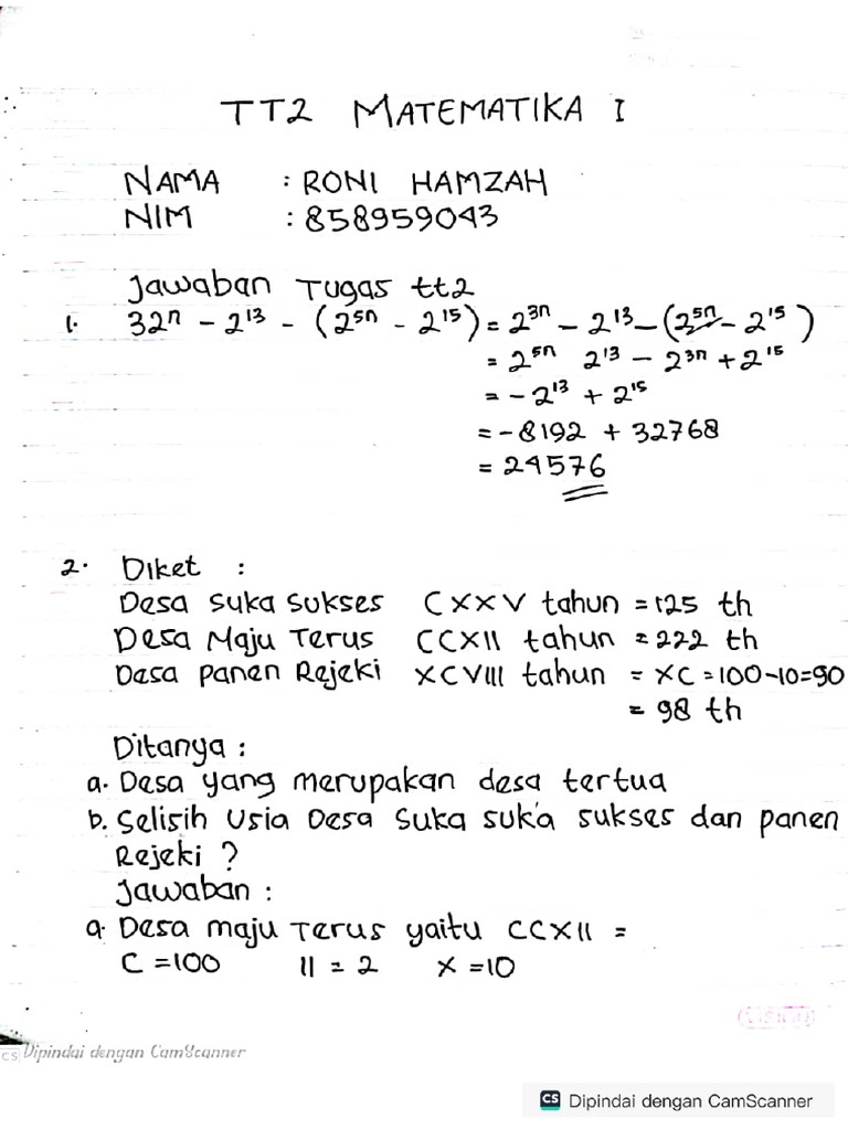 Tt2 Roni Hamzah Matematika-1 | PDF
