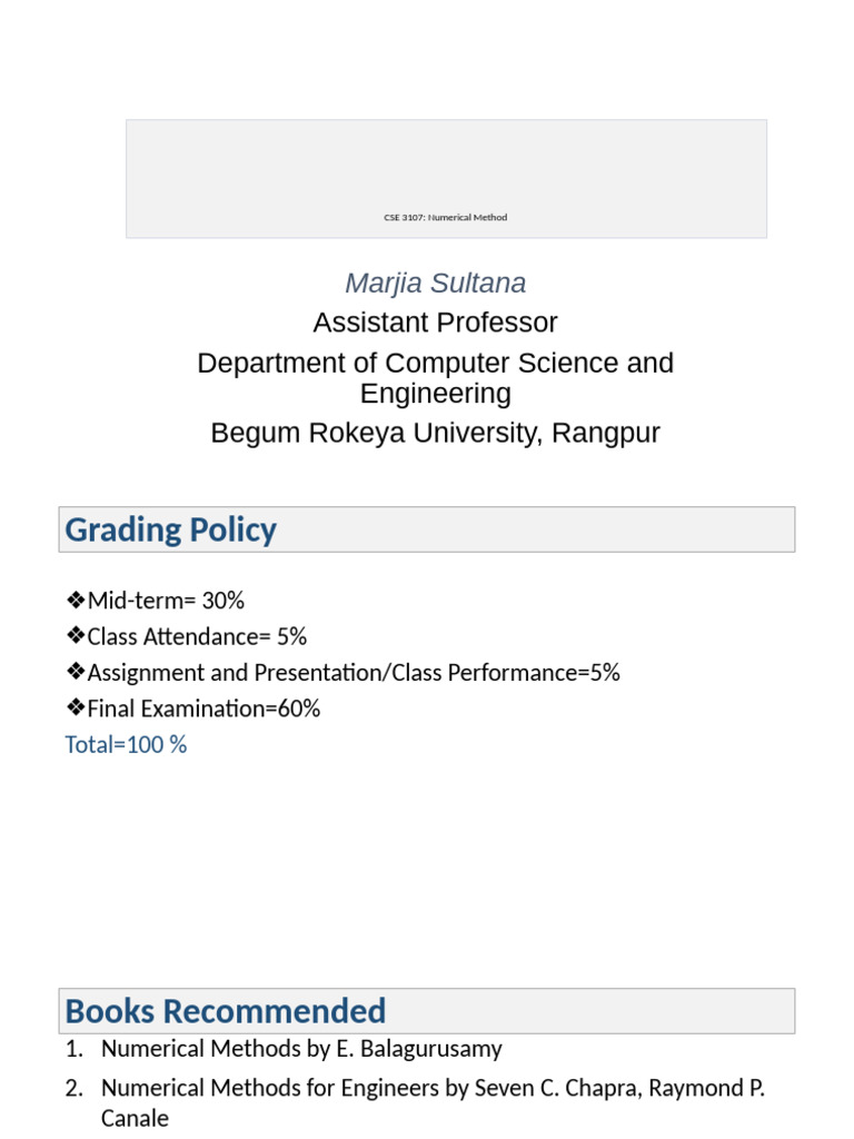 Numerical Methods - Lecture-01 | PDF