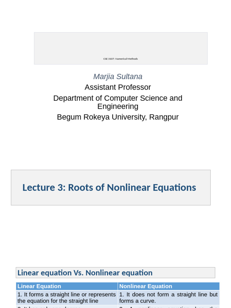 Numerical Methods - Lecture-03 | PDF | Equations | Mathematical Concepts