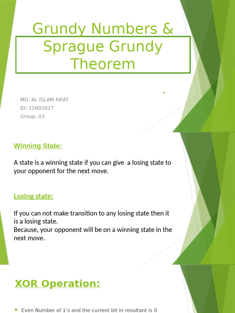 Grundy Numbers & Sprague Grundy Theorem | PDF | Mathematics