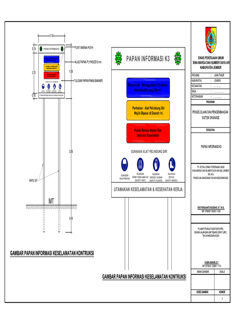 GAMBAR PAPAN INFORMASI K3 DRAINASE | PDF