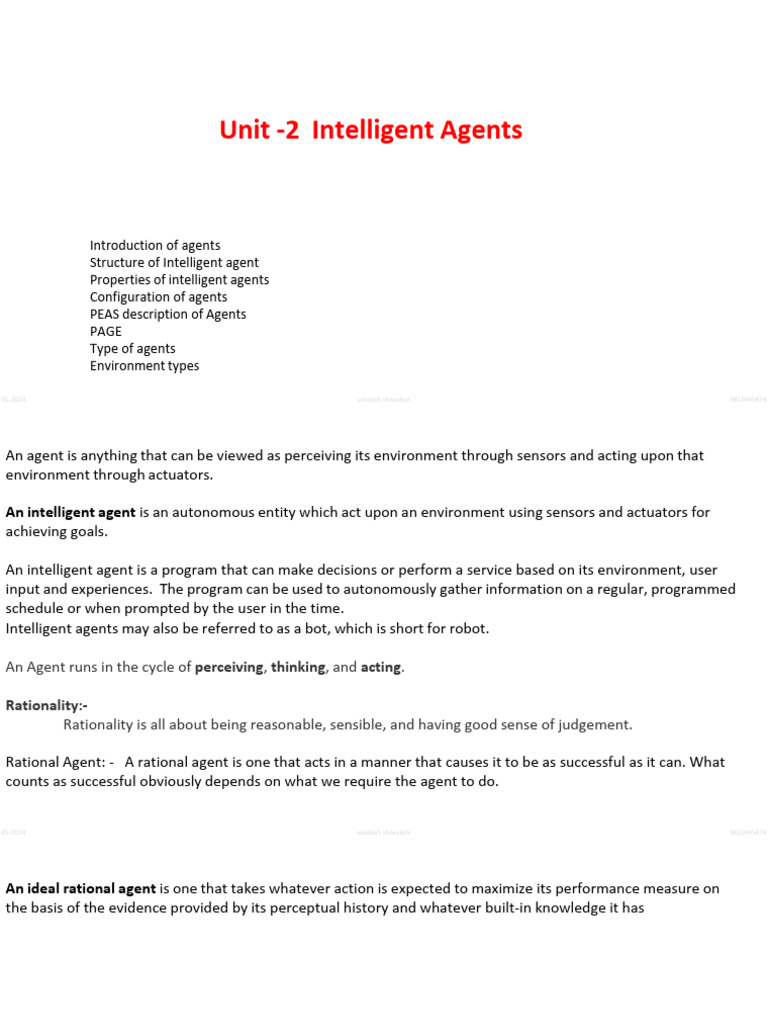 unit 2 Intellegent Agent note | PDF | Artificial Intelligence ...