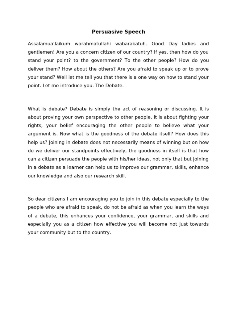 Persuasive Speech | PDF