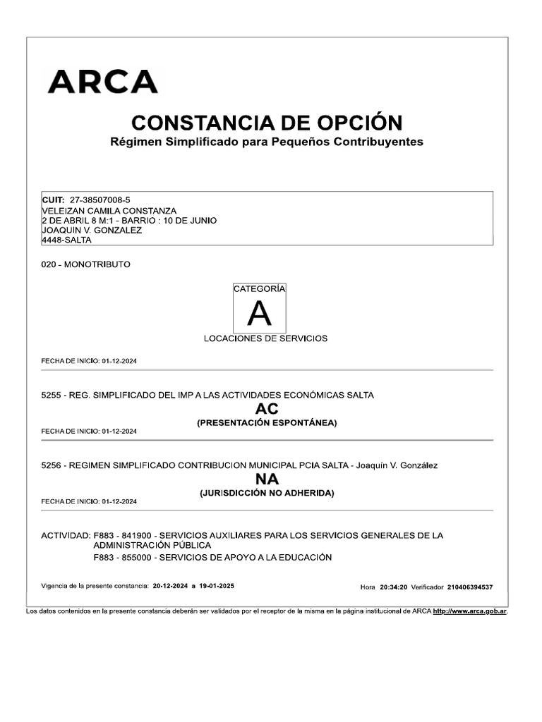 Constancia AFIP | PDF