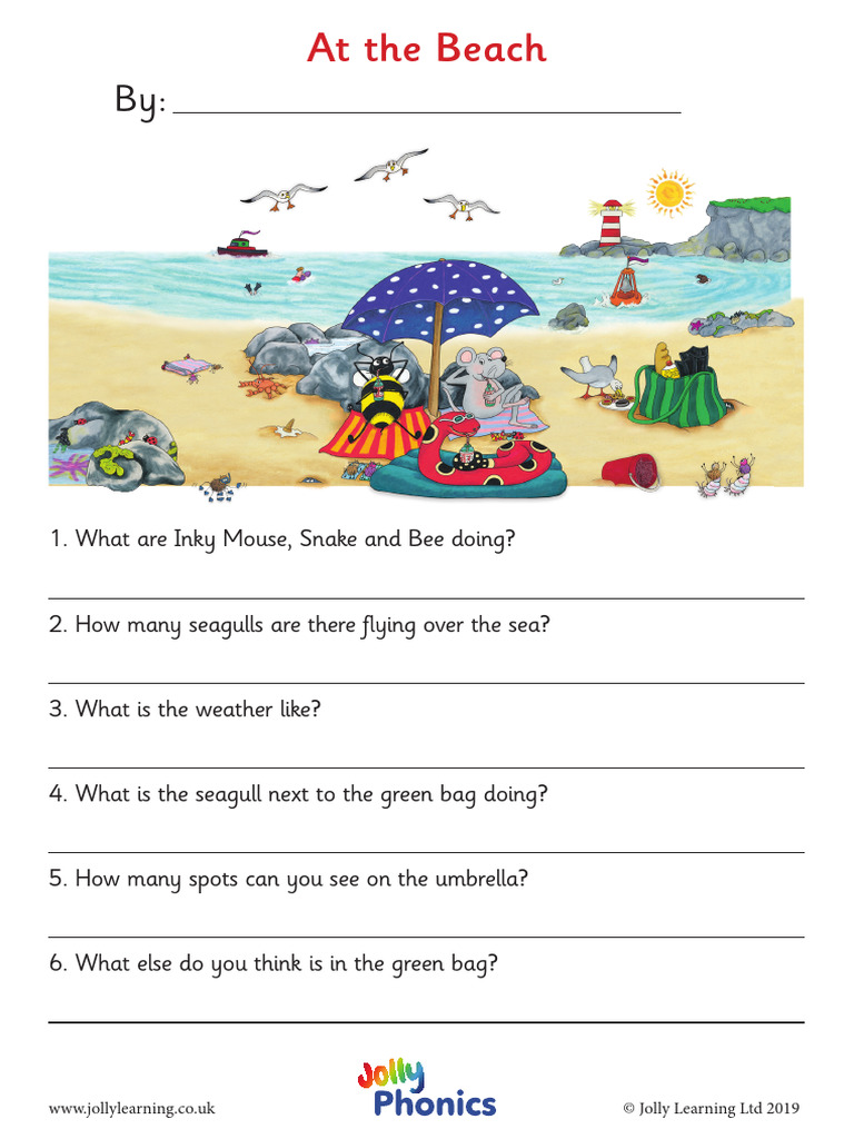 Reading Comprehension Worksheet - at The Beach | PDF