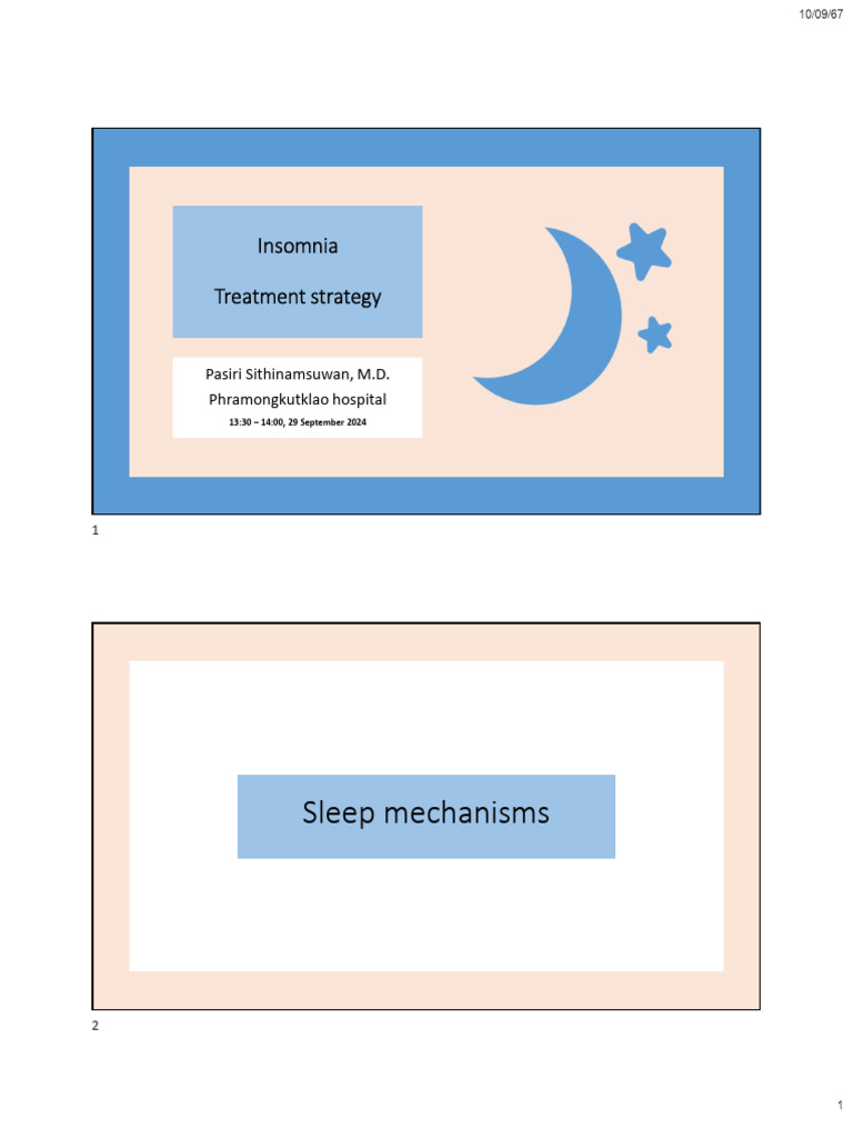 1. Insomnia overview and concepts of treatment_Dr.Pasiri | PDF ...