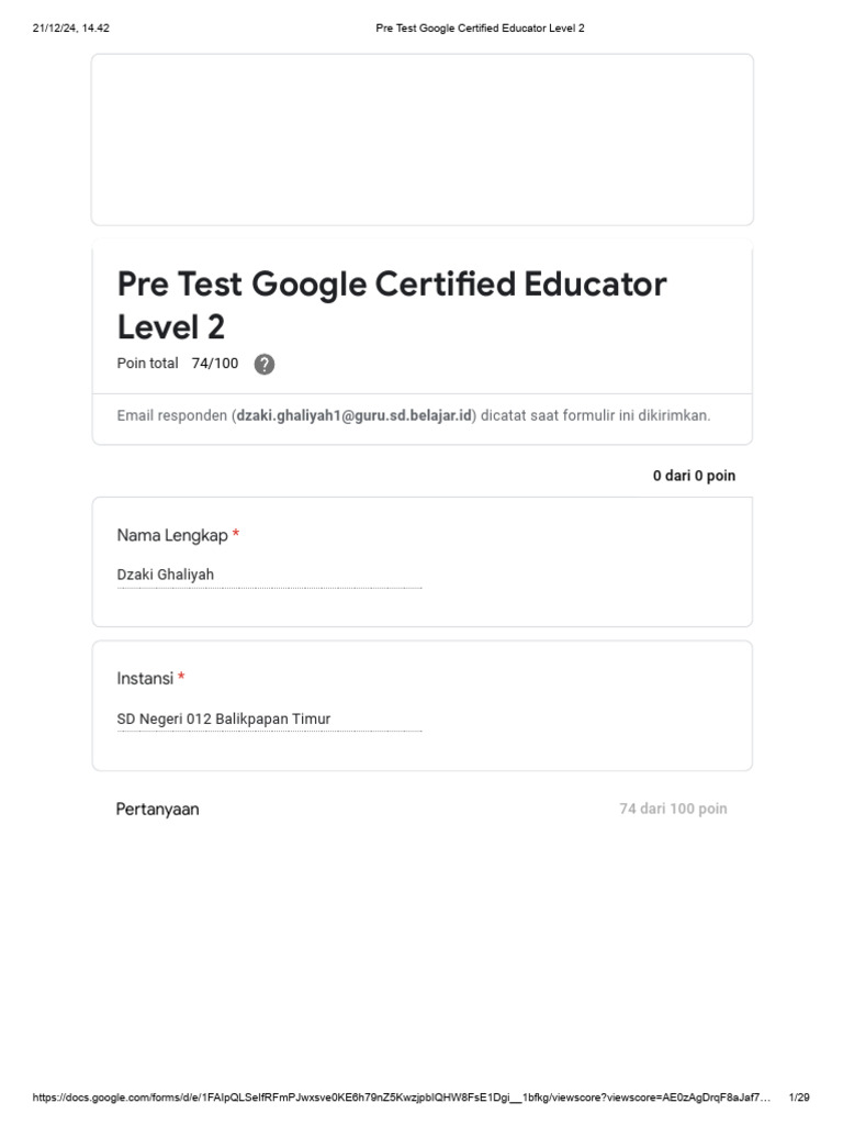 Pre Test Google Certified Educator Level 2 | PDF