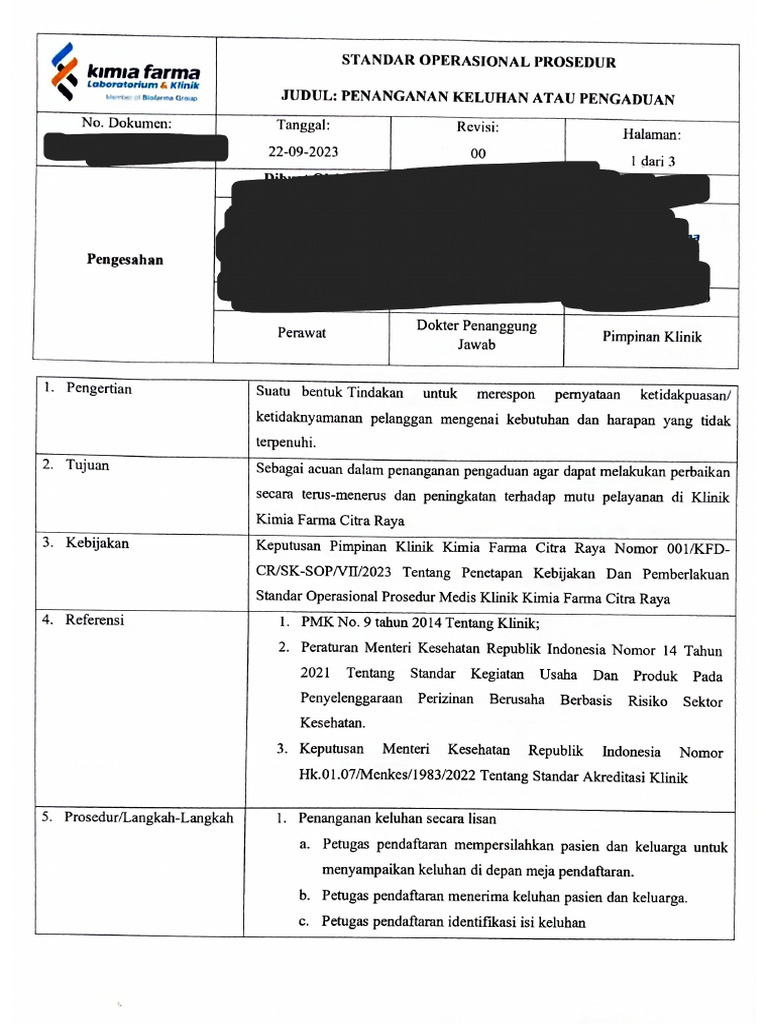 Sop Penanganan Keluhan atau Pengaduan_241223_114639 | PDF