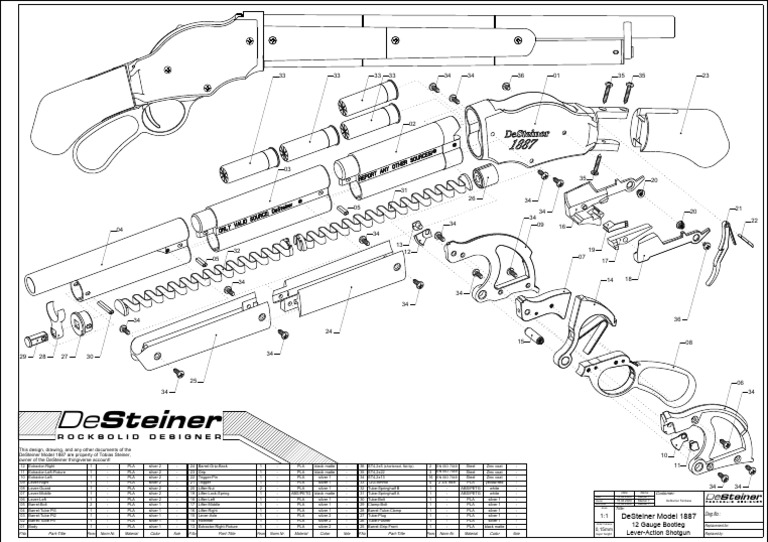 M1887 Explosion Diagram | PDF | Firearms | Ballistics
