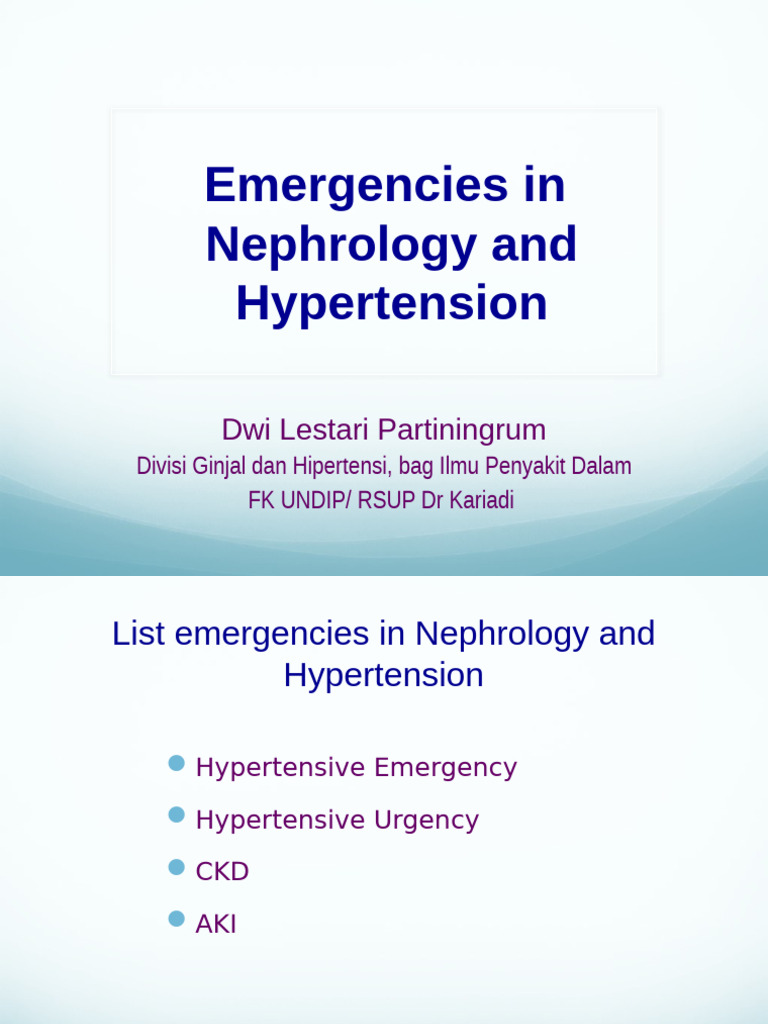 Nephrology and Hypertension Emergencies | PDF | Chronic Kidney Disease ...