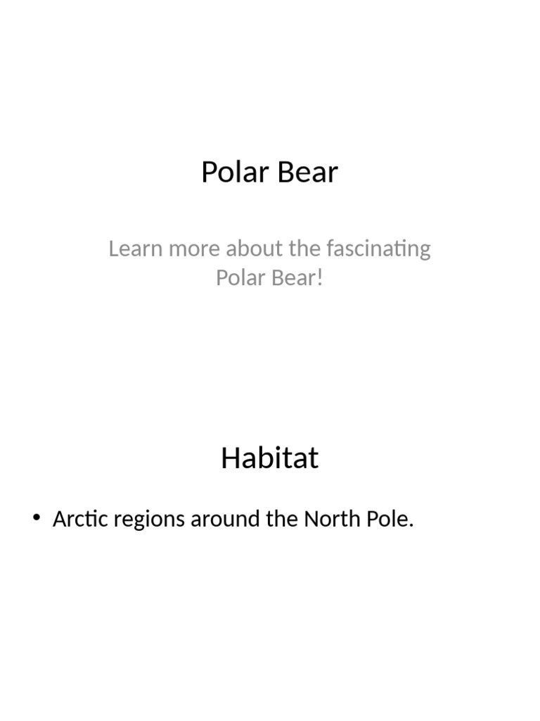 Polar Bear Facts: Habitat, Diet, Conservation | PDF