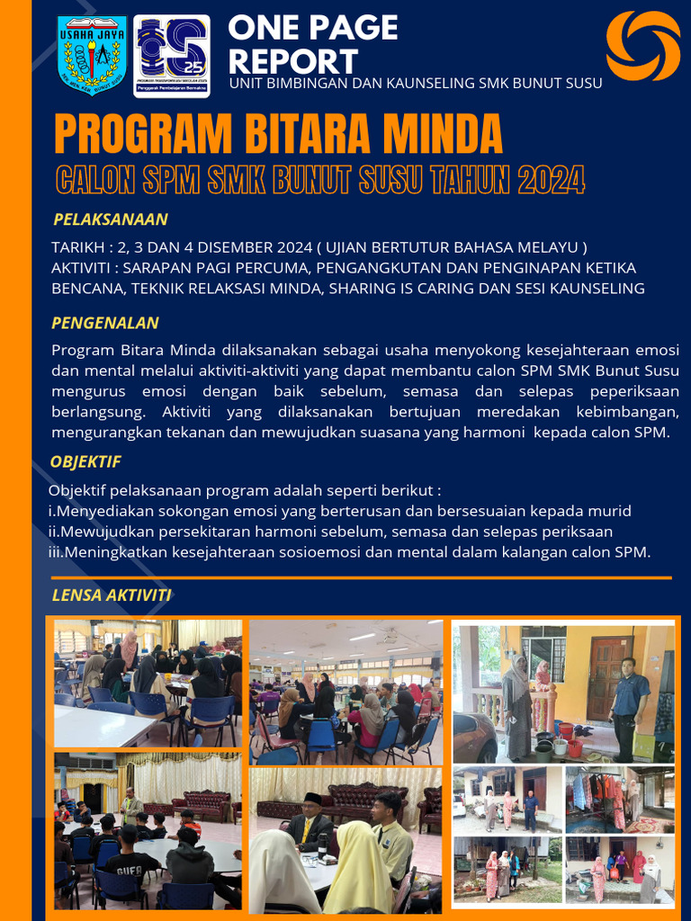 Program Bitara Minda SMK Bunut Susu PDF | PDF