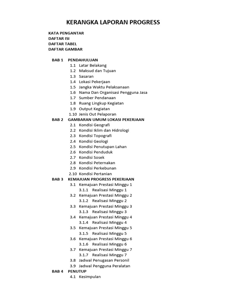 8. Format Kerangka Laporan Progress | PDF