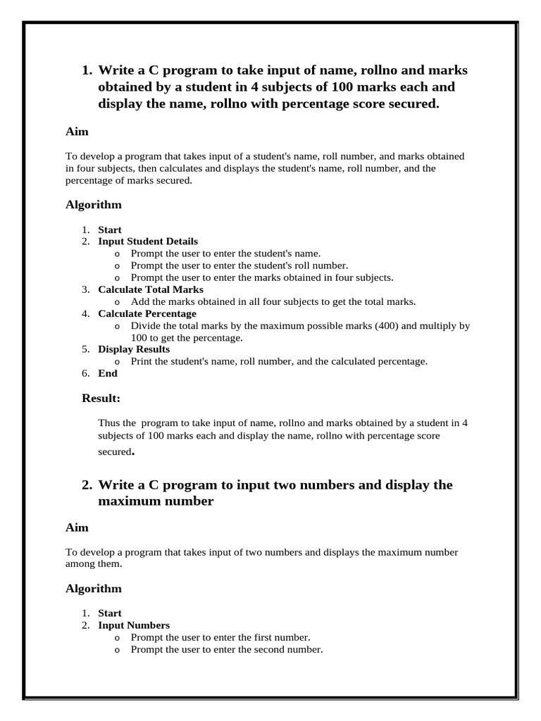 Lab Manual by Prema For C Program | PDF | Pointer (Computer Programming) | Integer (Computer ...