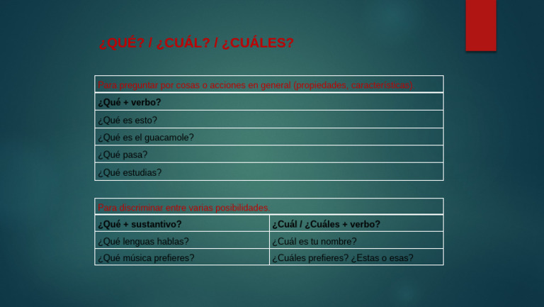 Uso de "Qué" y "Cuál" en Preguntas | PDF