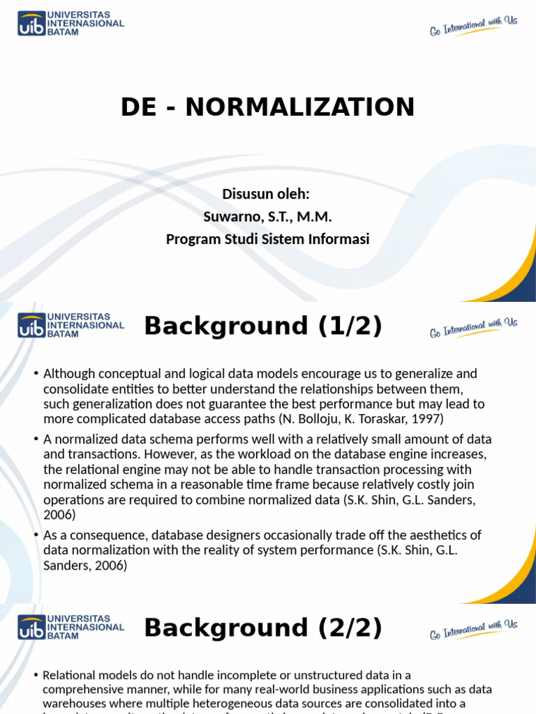 SBD - De-Normalization | PDF | Databases | Data Warehouse
